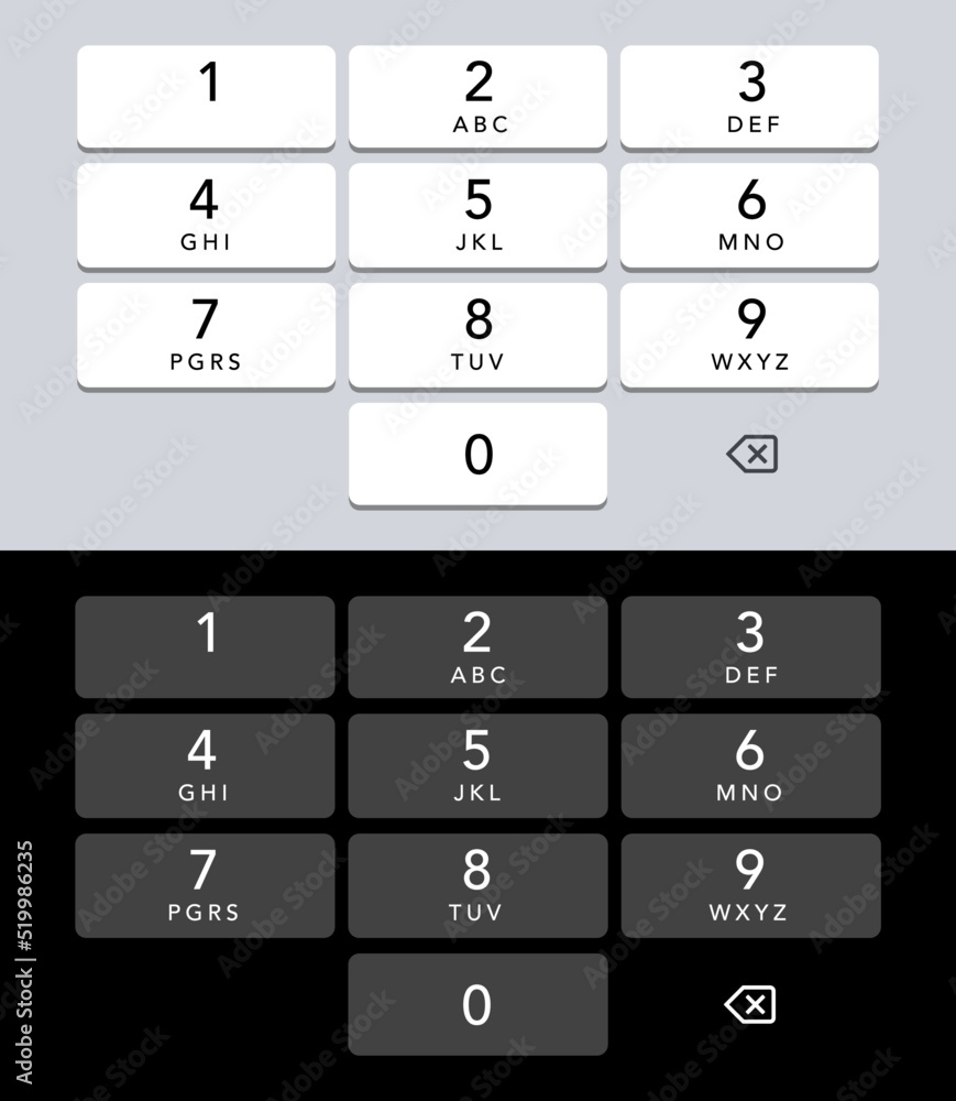 Smartphone keyboard. Mobile phone white and black screen keypad entry ...