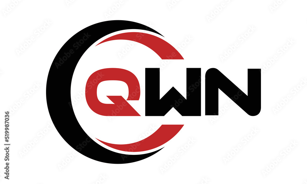 QWN swoosh three letter logo design vector template | monogram logo ...