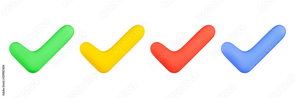 3d render tick collection isolated on white background vector ...