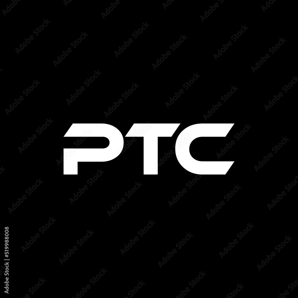 PTC letter logo design with black background in illustrator, vector ...