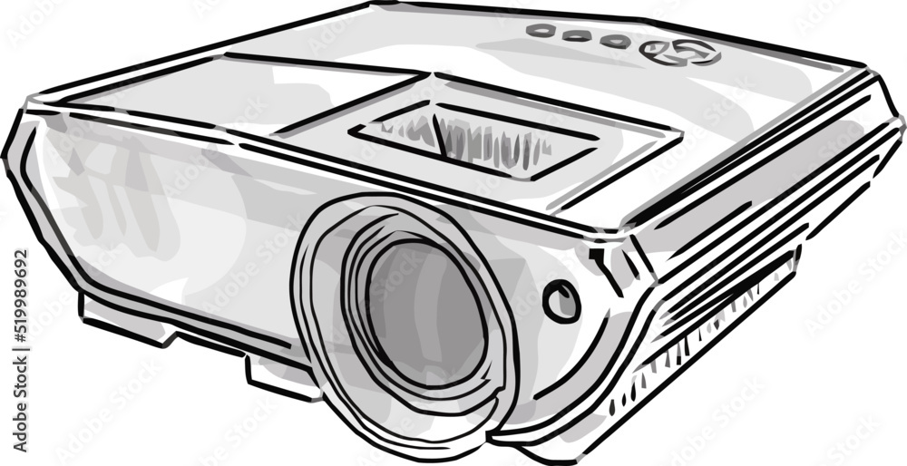 Sketch drawing of Projector stock image, Movie Projector line art ...