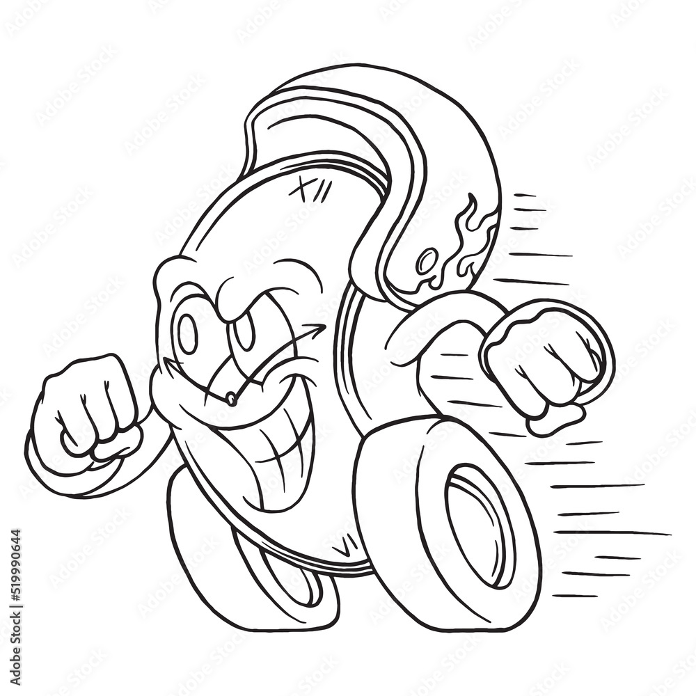Coloring illustration of cartoon running clock Stock Vector | Adobe Stock