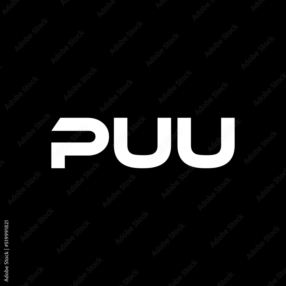 PUU letter logo design with black background in illustrator, vector ...