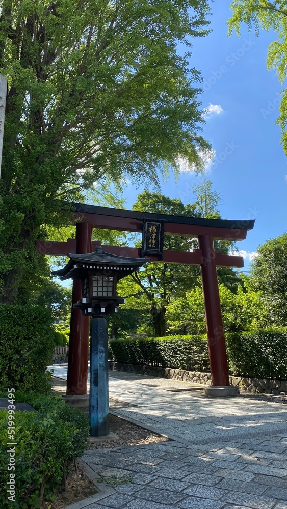 Entrance to the shrine of Nezu, historic landmark related to Tokugawa ...