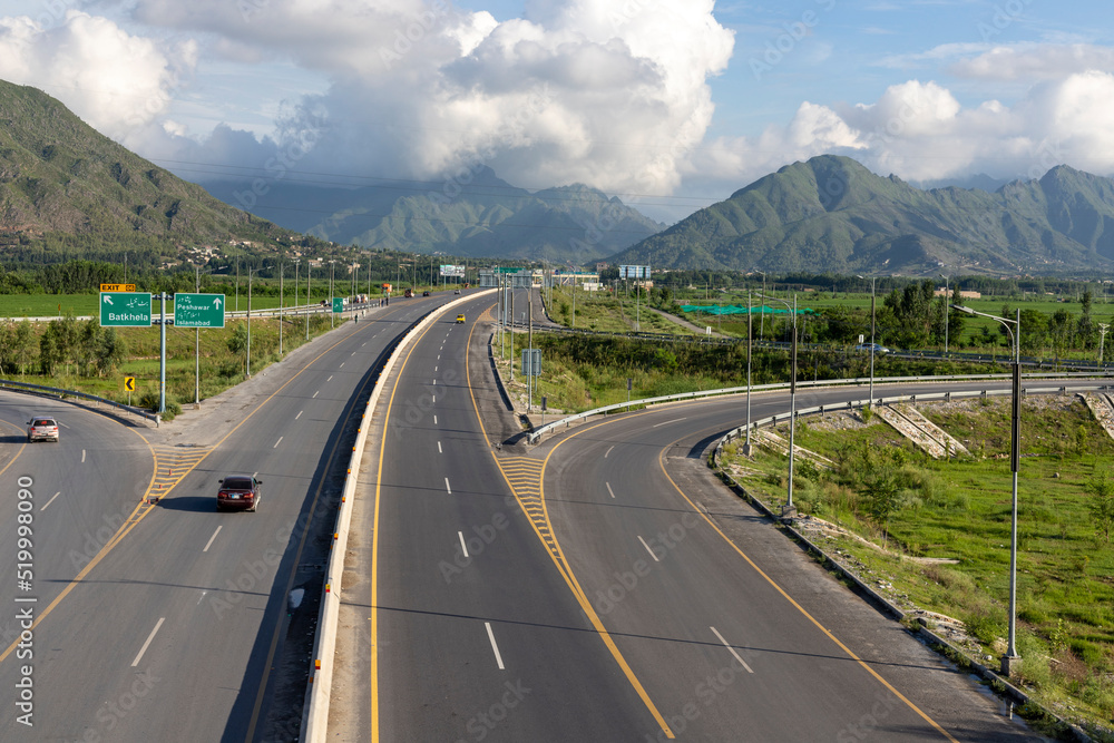 Bird eye view of National highway leads to the entrance of the Swat ...