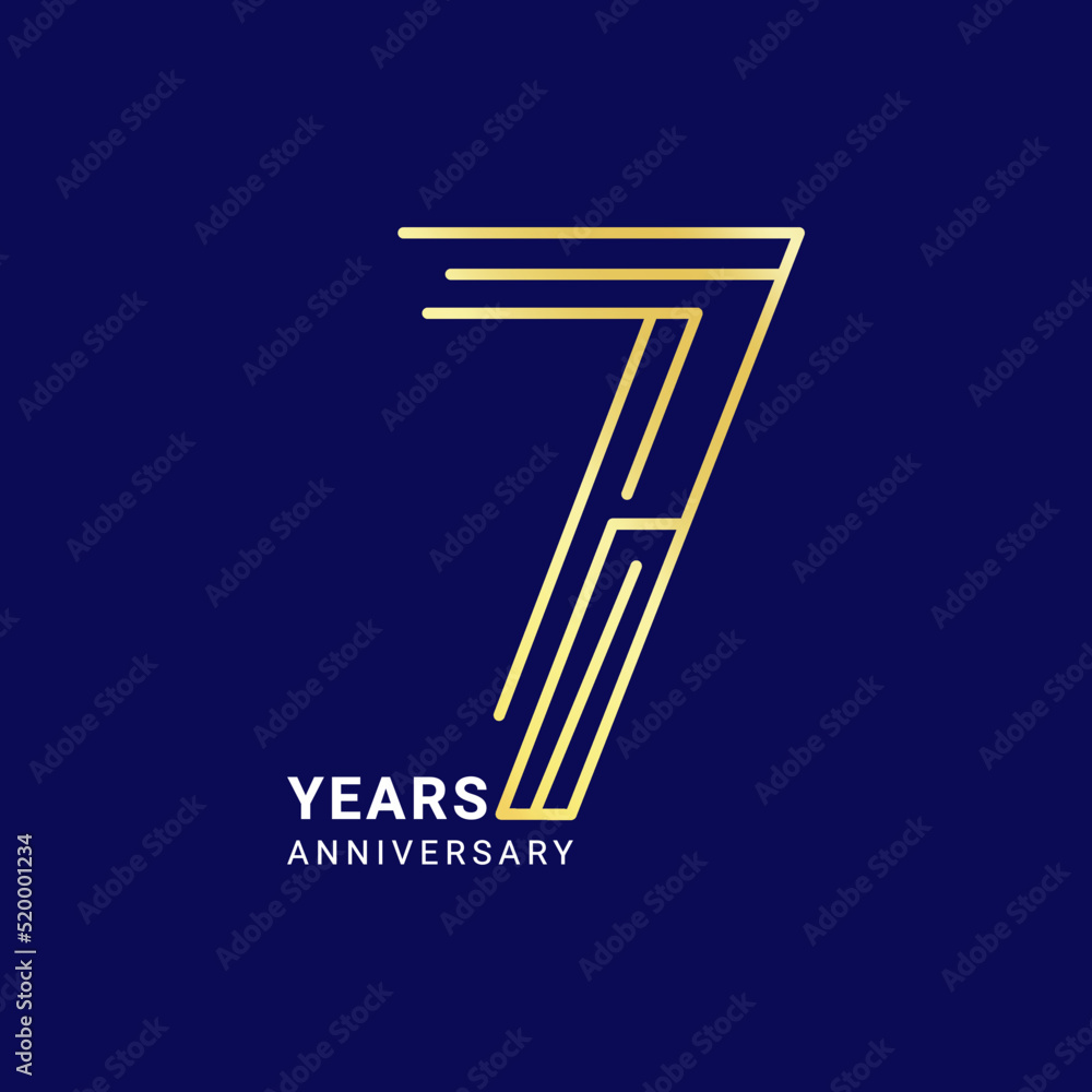 7 Year Anniversary Logo, Red Color, Vector Template Design element for ...