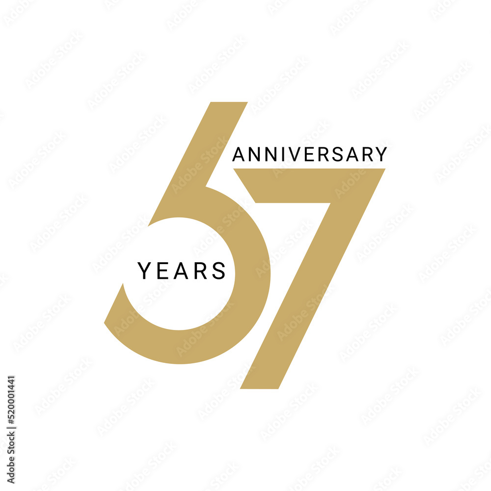 67, 67th Year Anniversary Logo, Golden Color, Vector Template Design ...