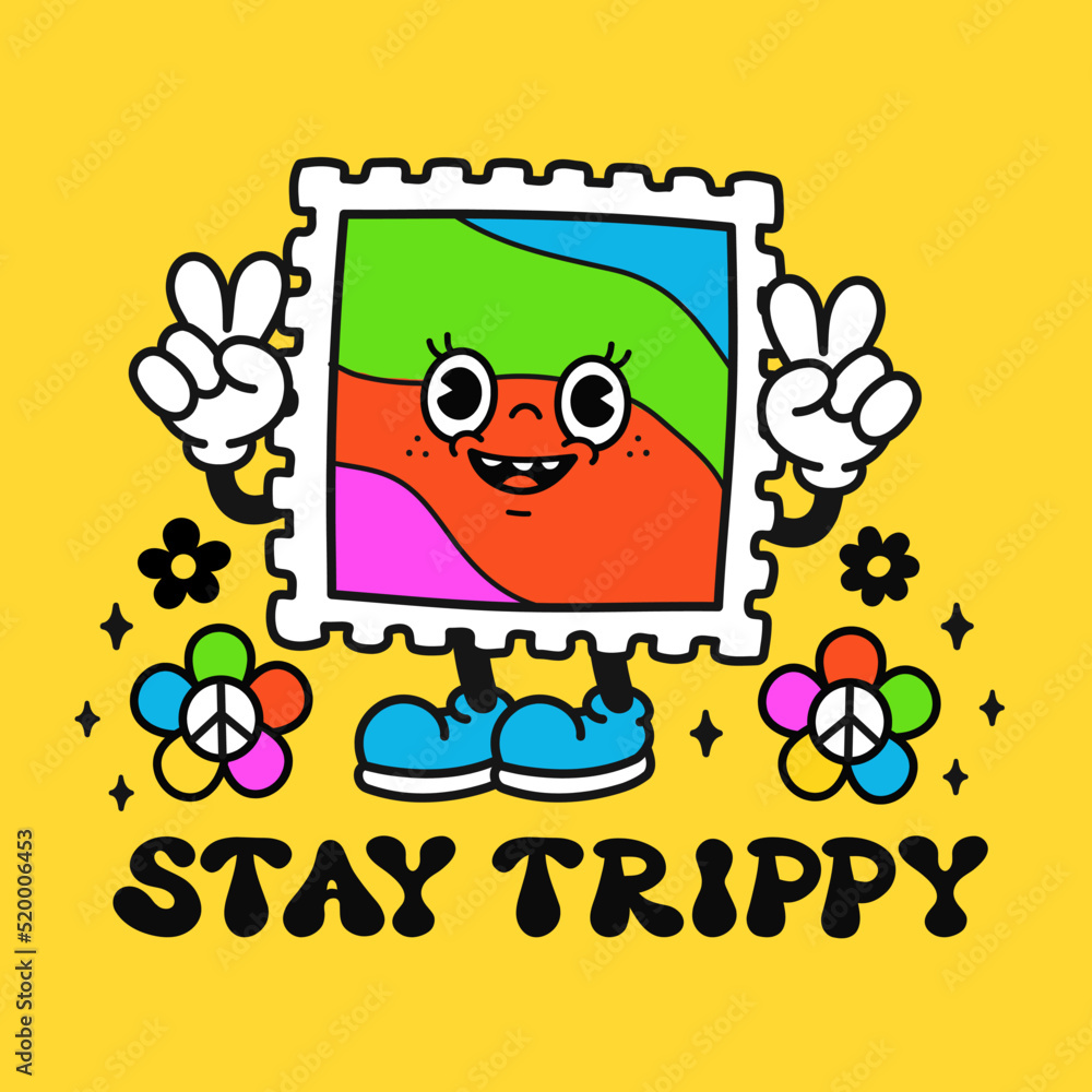 Cute funny acid lsd mark t-shirt print design. Stay trippy slogan quote ...