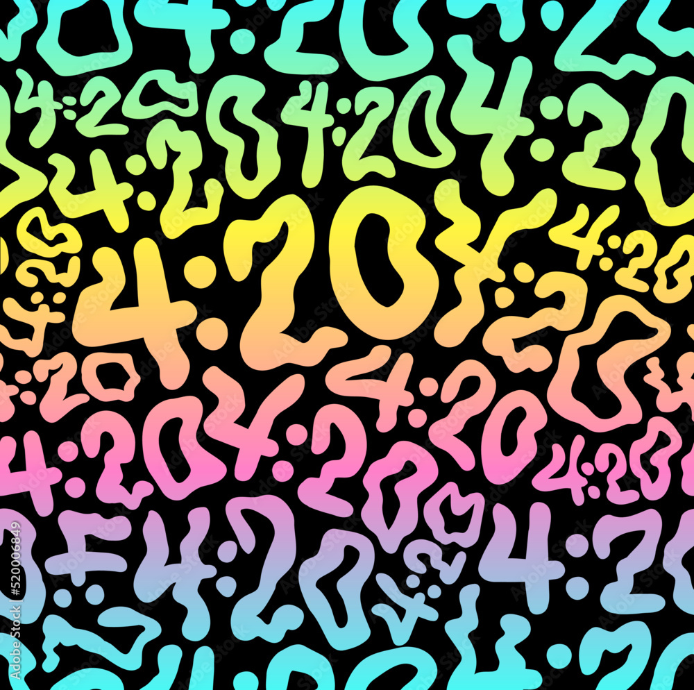 Deformed wavy 420 number seamless pattern wallpaper.Vector graphic ...