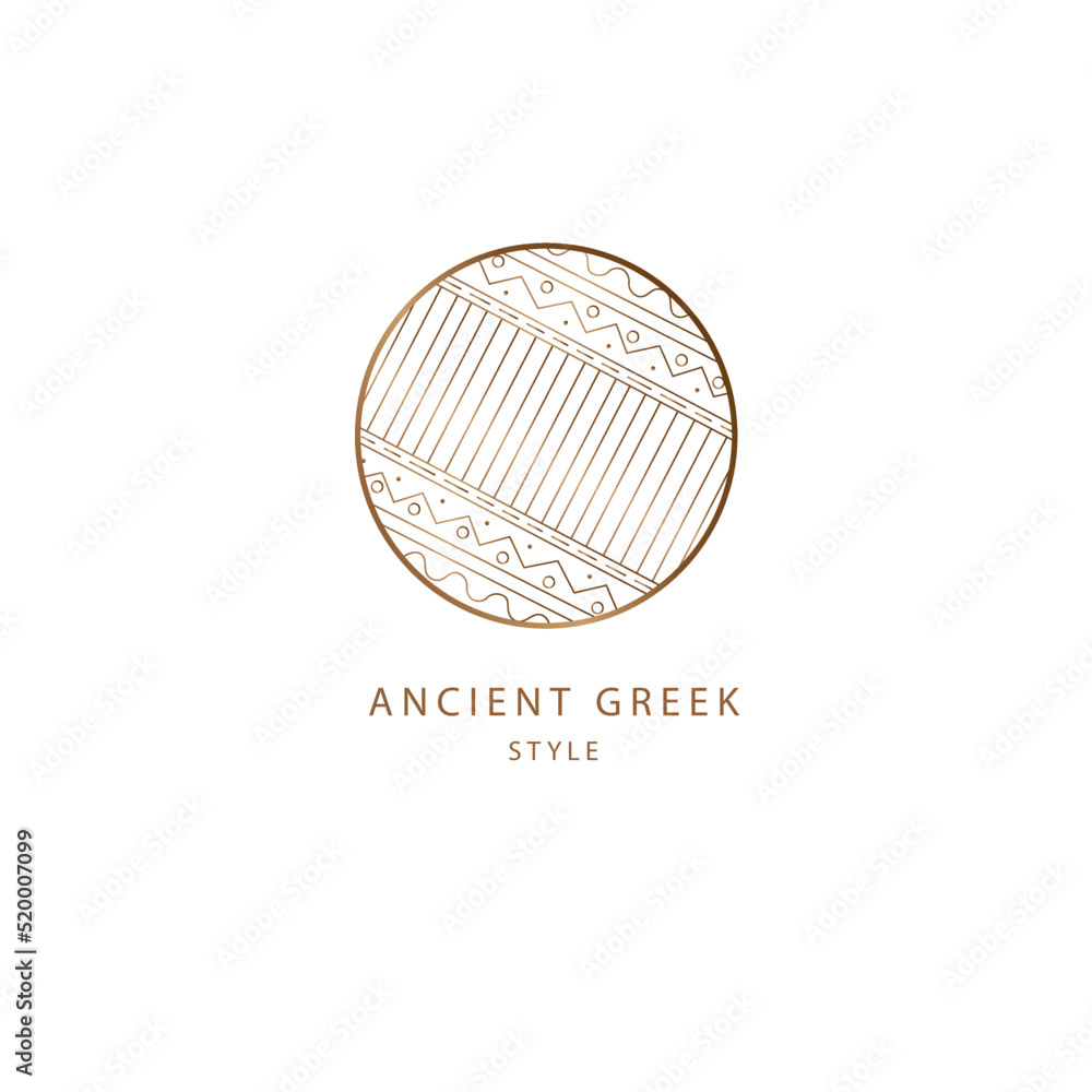 Vecteur Stock Vector ancient greek round gold logo of geometric ...