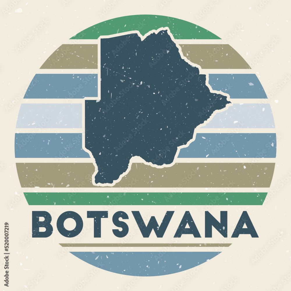 Botswana logo. Sign with the map of country and colored stripes, vector ...