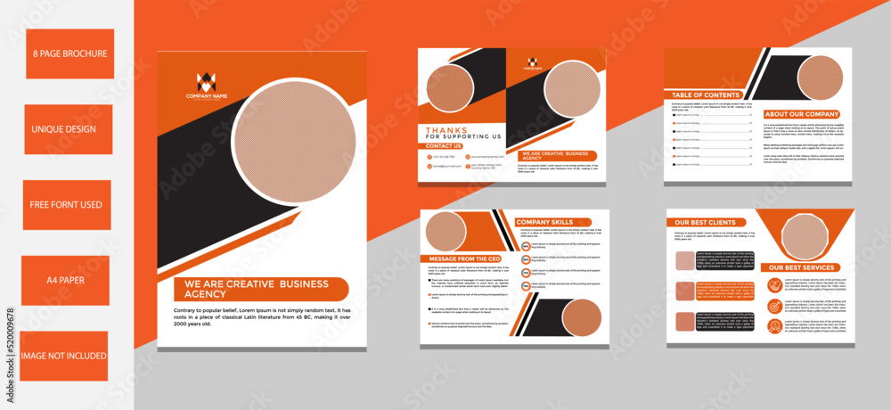 Brochure creative design. Multipurpose template with cover, back and ...