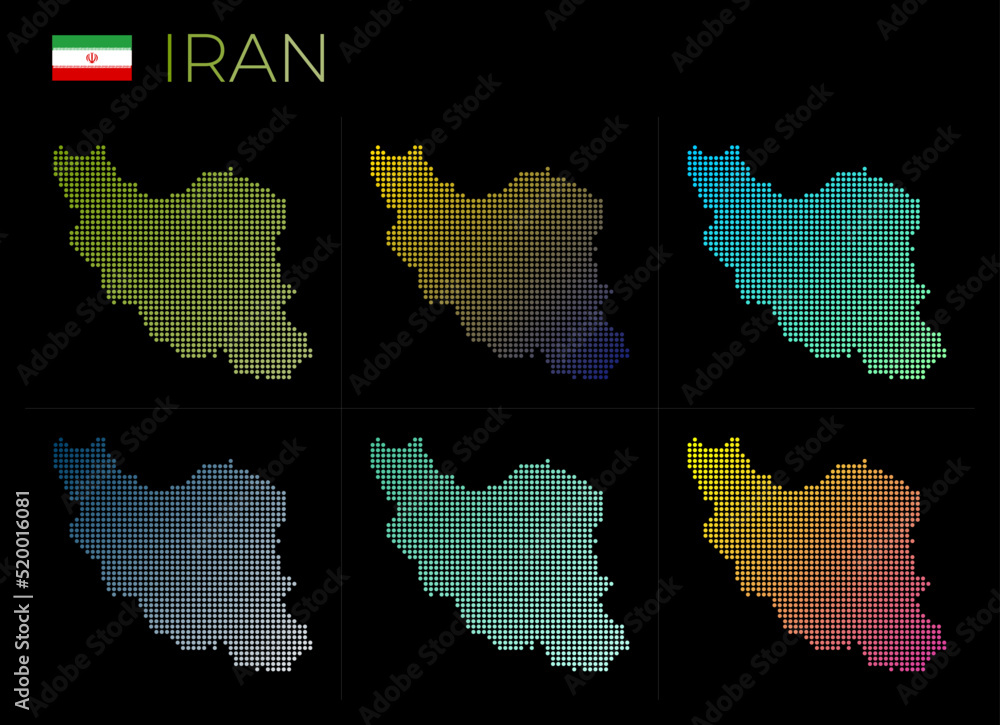 Iran dotted map set. Map of Iran in dotted style. Borders of the ...