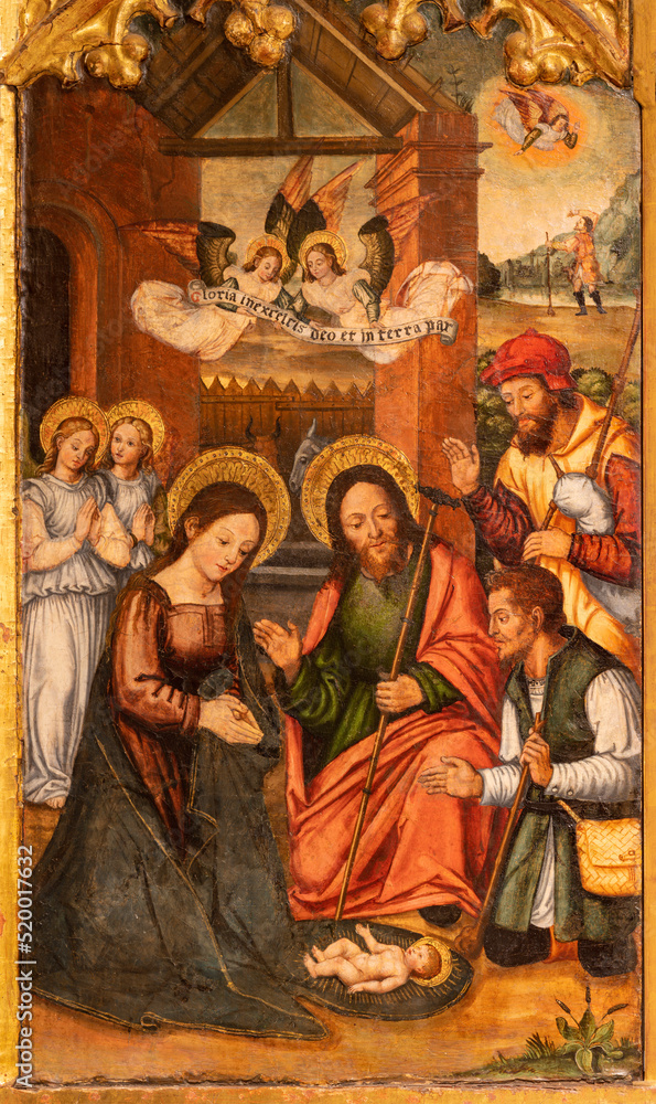 VALENCIA, SPAIN - FEBRUAR 14, 2022: The painting of Nativity in the ...