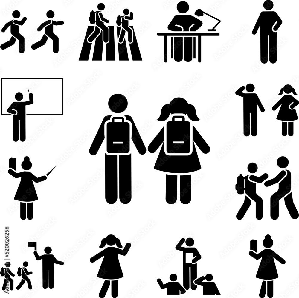 Man girl students classmates pictogram icon in a collection with other ...