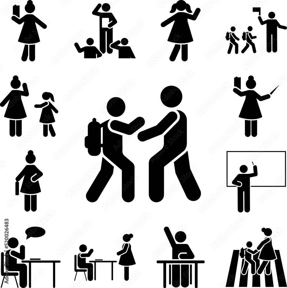 Man school go student pictogram icon in a collection with other items ...
