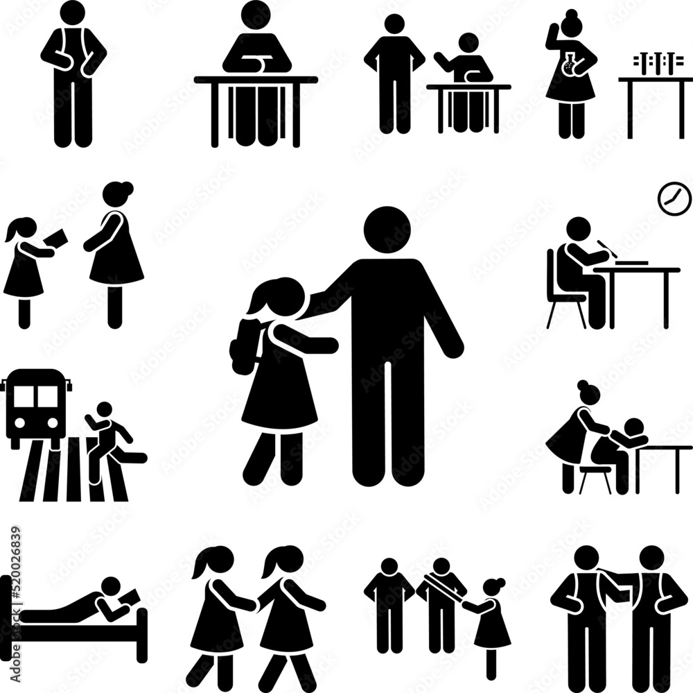 Father girl go school student pictogram icon in a collection with other ...