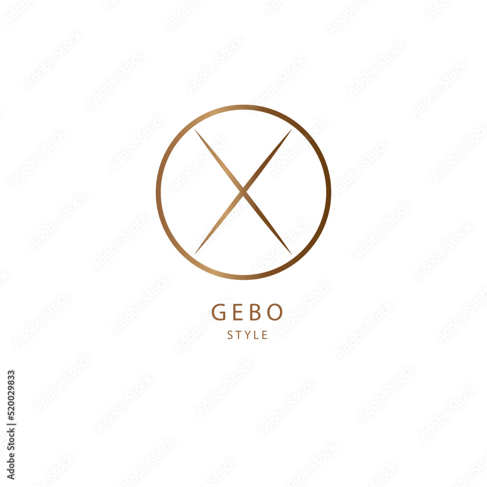 Rune Gebo in a circle of gold. Ancient Scandinavian symbol or sign ...