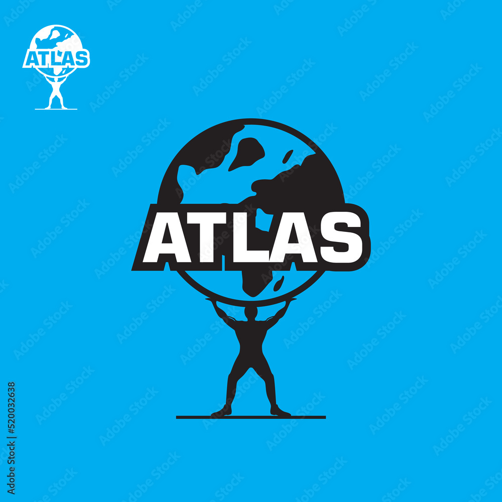 atlas logo, silhouette of great man holding the earth, vector ...
