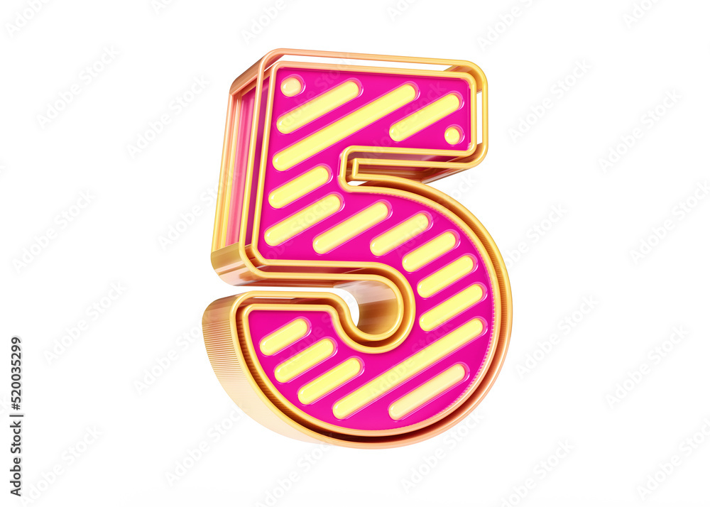 3D rendering neon font in pink and golden yellow color combination ...