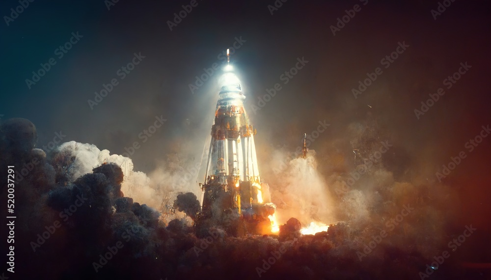 Black Sky Rocket In Space