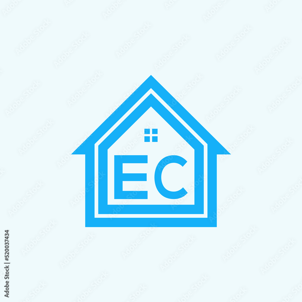 Logo Initial Letters EC Roof Home Real Estate, Construction Stock ...