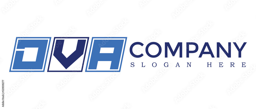 DVA three Letter Rounded rectangle boxes shape element symbol digital ...