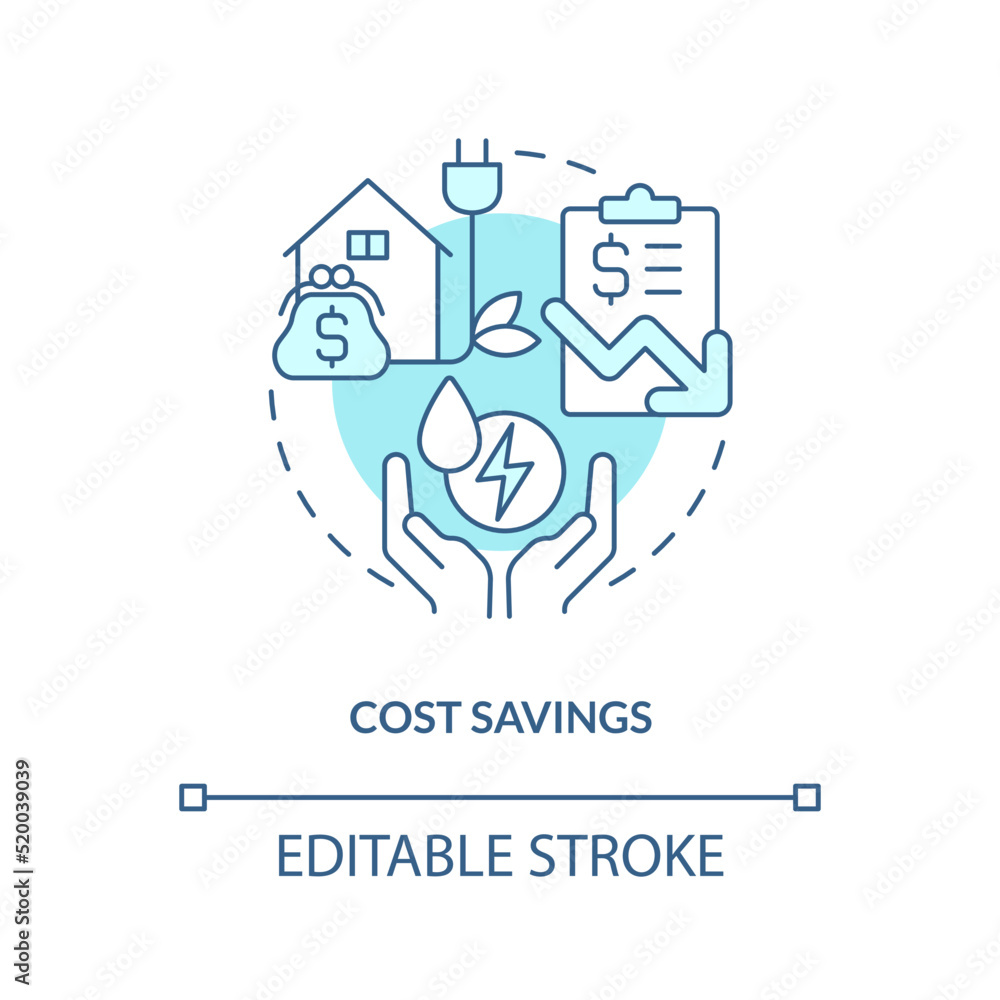 Cost savings turquoise concept icon. Power conservation. Energy ...