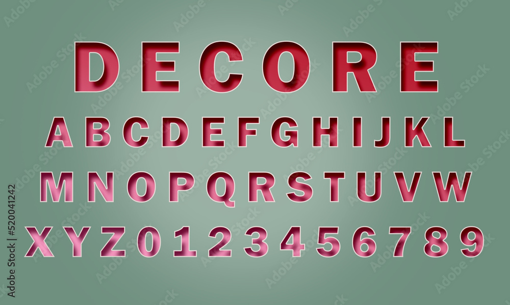 english alphabets with dark pink and light pink letters with mineral ...