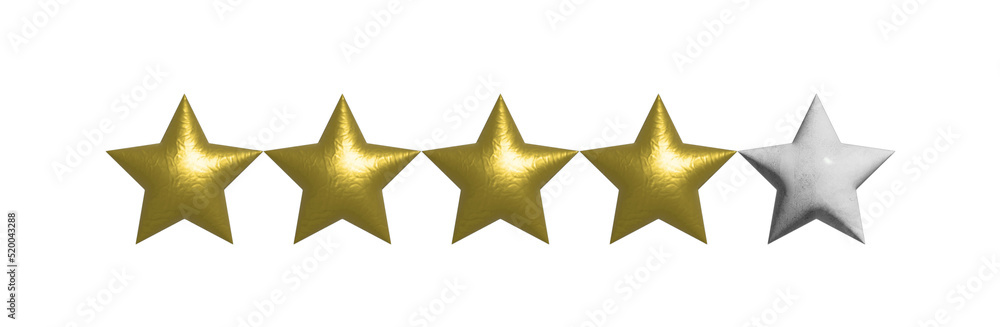 5 stars gold 1 star white rating concept in online shopping. Realistic ...