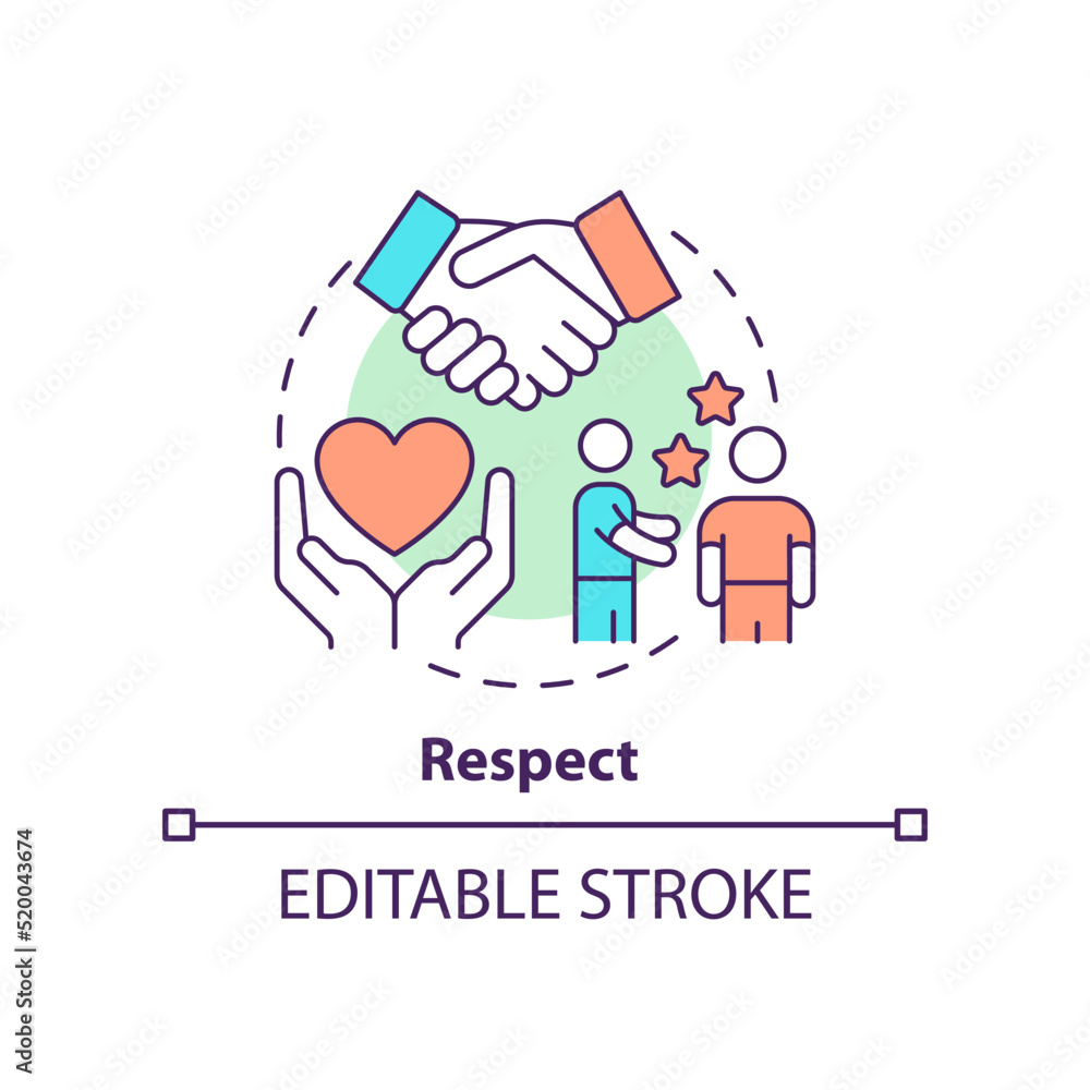 Respect concept icon. Business ethics component abstract idea thin line ...