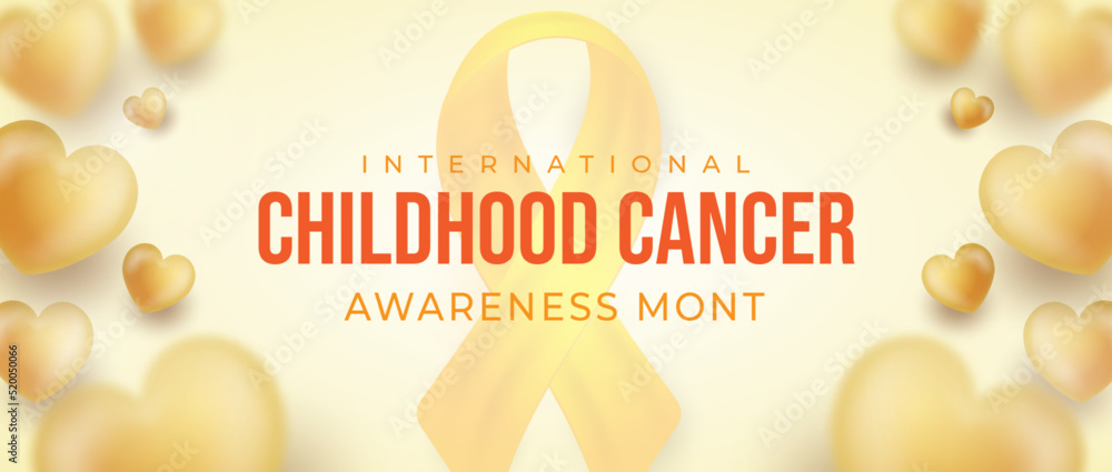 International childhood cancer awareness month text with a 3D heart ...