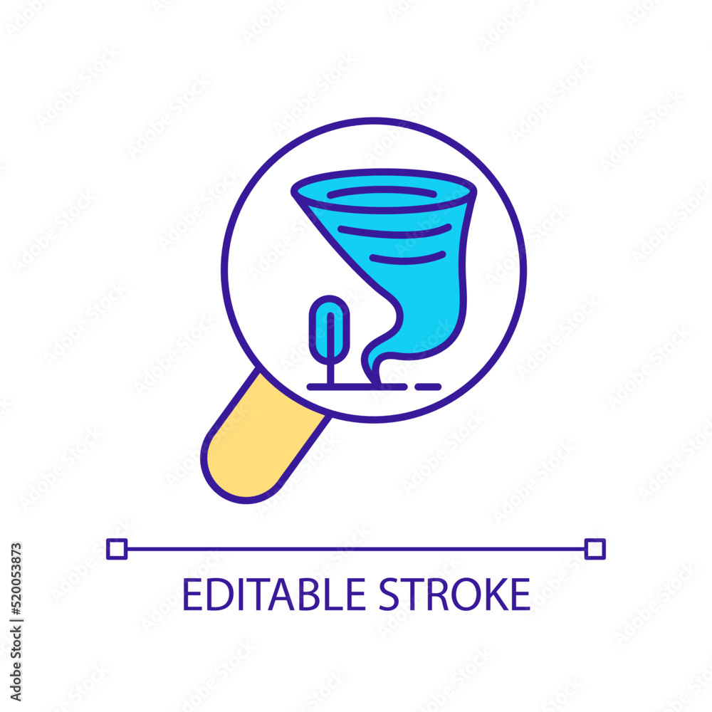 Accurate hurricane tracker RGB color icon. Monitoring typhoons ...