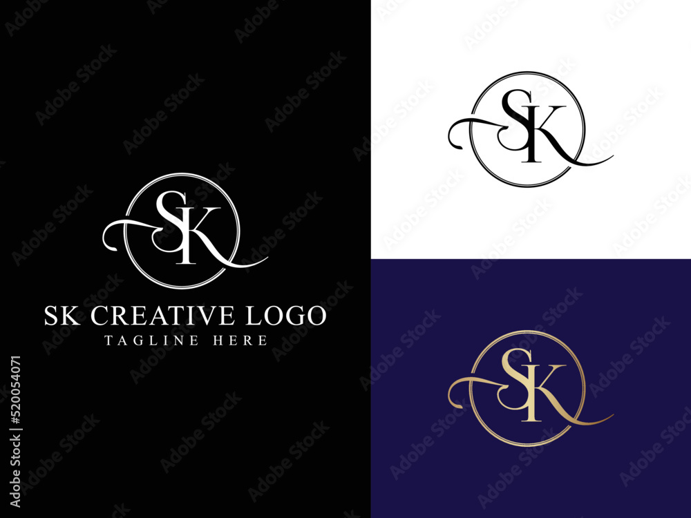 SK luxury fashion logo or KS modern logo, icon, letter, initials, and ...