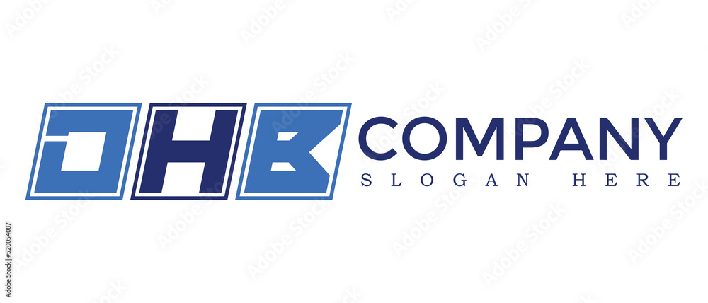 DHB three Letter Rounded rectangle boxes shape element symbol digital ...