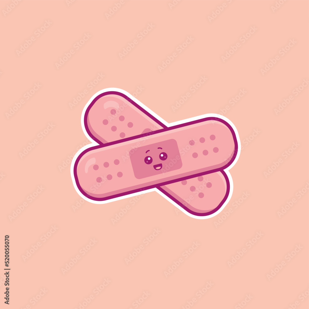 Cute cartoon adhesive plaster in vector illustration. Isolated object ...