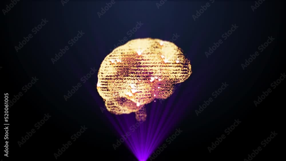 4k 3d Render, Flying inside Artificial Intelligence Digital Brain bid Data. Illustration of ...