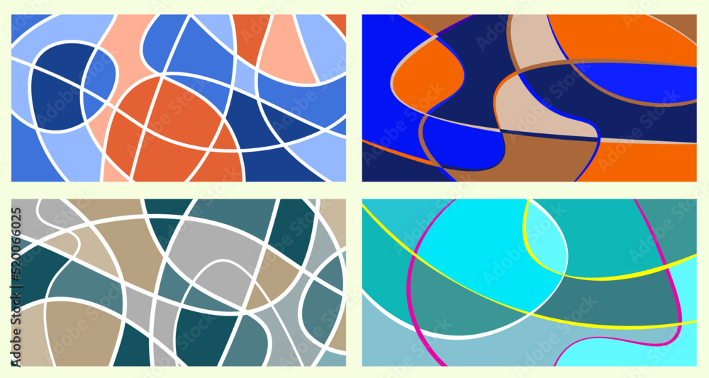 Abstract neurography. A set of 4 templates. Wavy stripes divide the ...