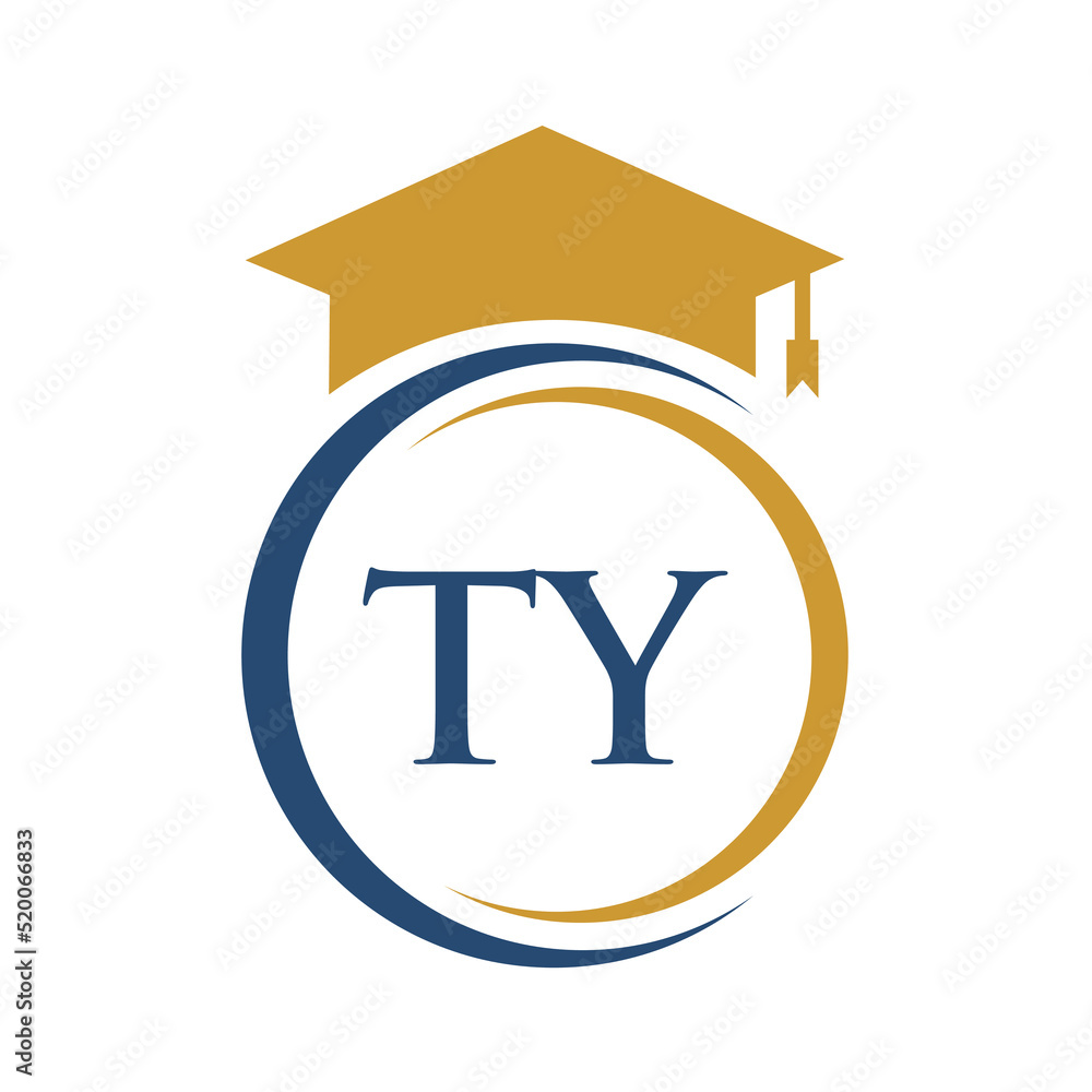Letter TY Education Logo Concept With Educational Graduation Hat Vector ...