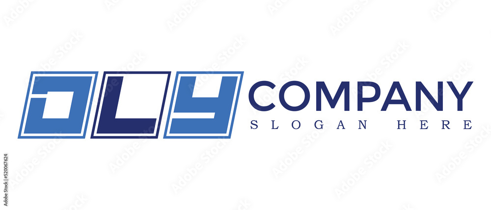 DLY three Letter Rounded rectangle boxes shape element symbol digital ...