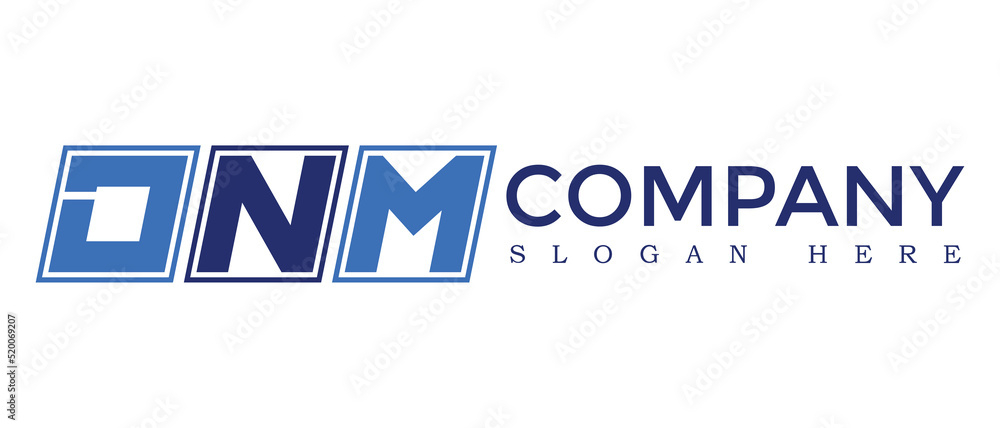 DNM three Letter Rounded rectangle boxes shape element symbol digital ...