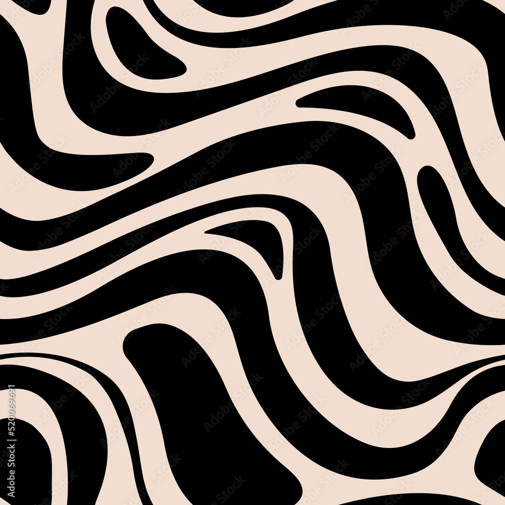 Abstract vector wavy seamless pattern. Trendy retro psychedelic ...