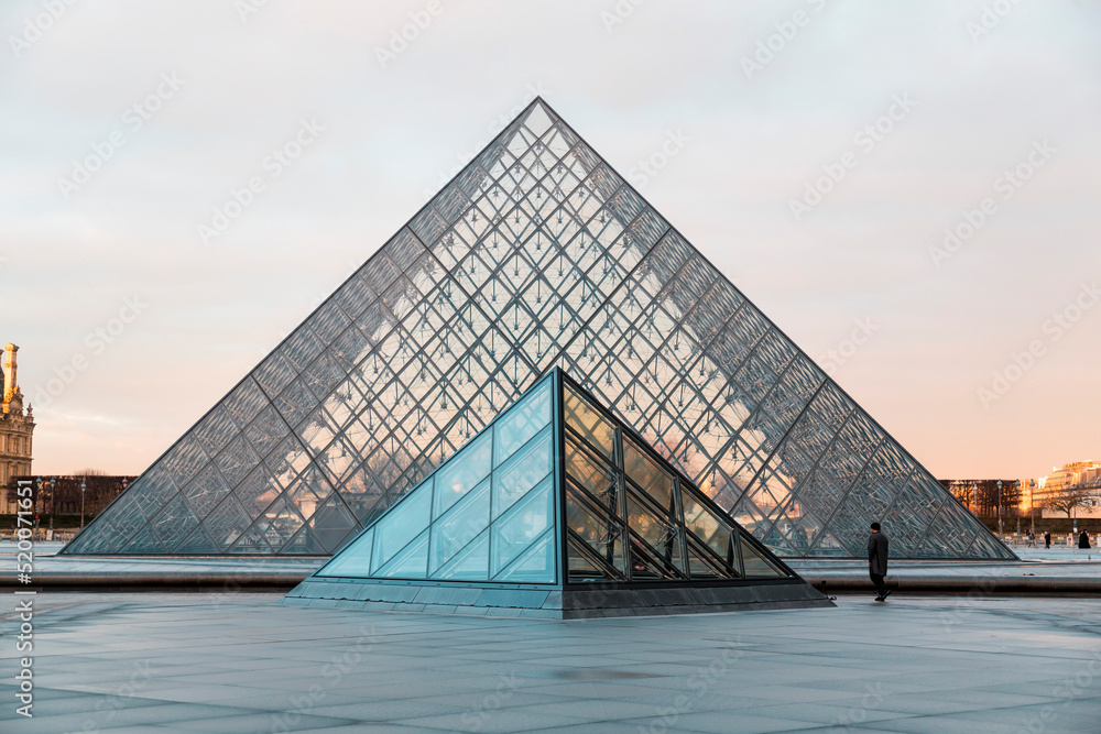 The glass pyramid of Louvre Museum, Paris, France Stock Photo | Adobe Stock