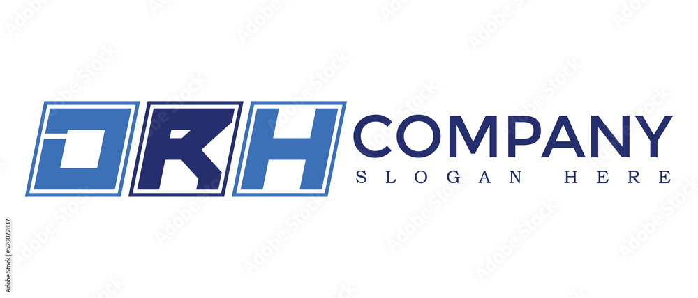 DRH three Letter Rounded rectangle boxes shape element symbol digital ...