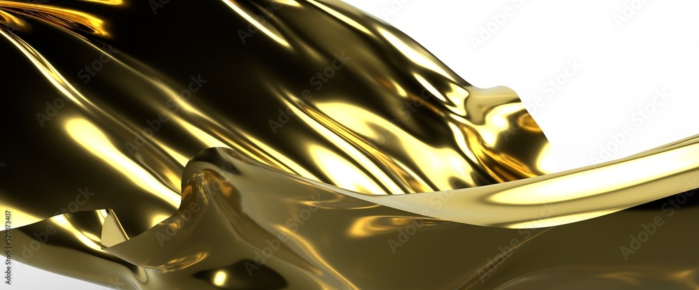 3d render of dark and gold cloth. iridescent holographic foil. abstract ...