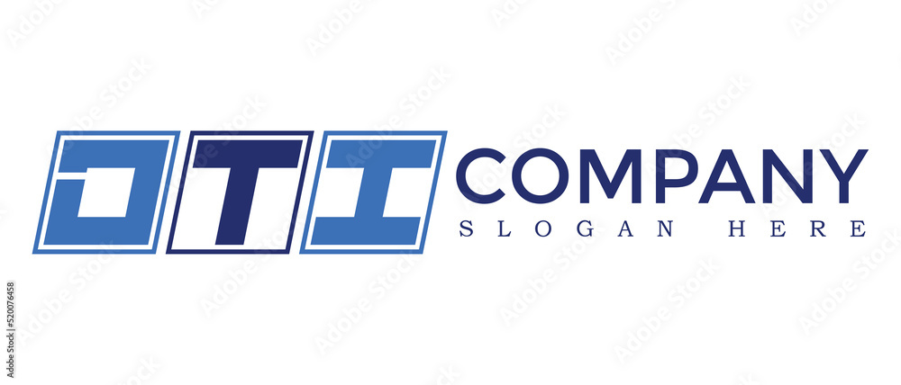 DTI three Letter Rounded rectangle boxes shape element symbol digital ...