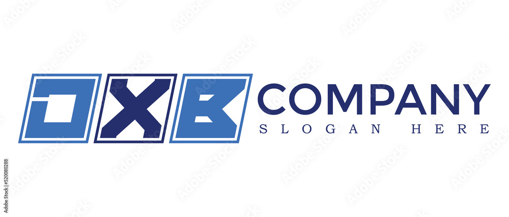 DXB three Letter Rounded rectangle boxes shape element symbol digital ...