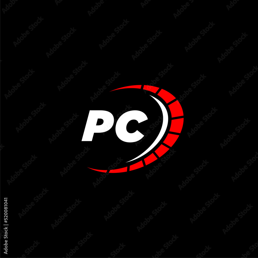 PC initial monogram for automotive logo with speed image design vector ...
