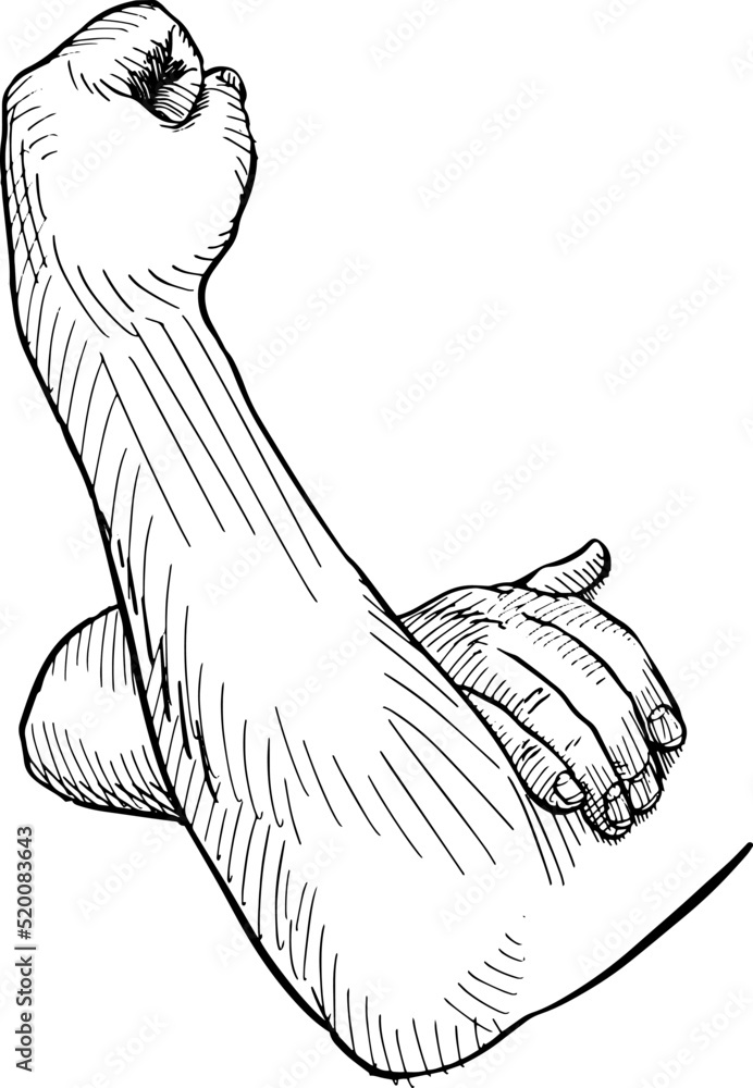 Hand resting on arm bent at an angle. Symbol of strength, Italian ...