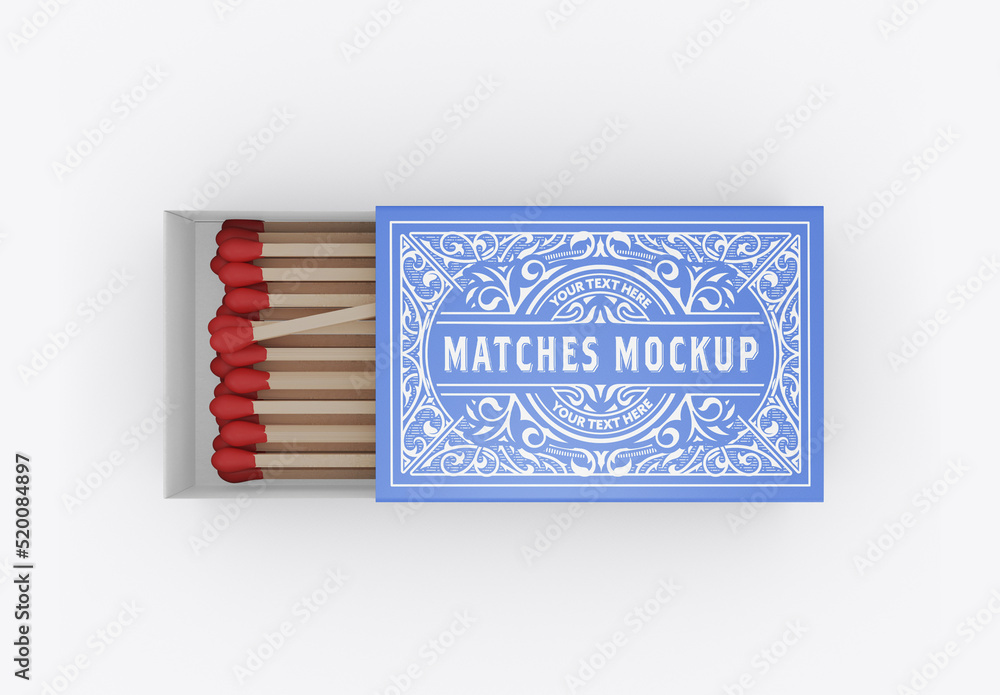 Opened Matches Box Mockup Stock Template | Adobe Stock